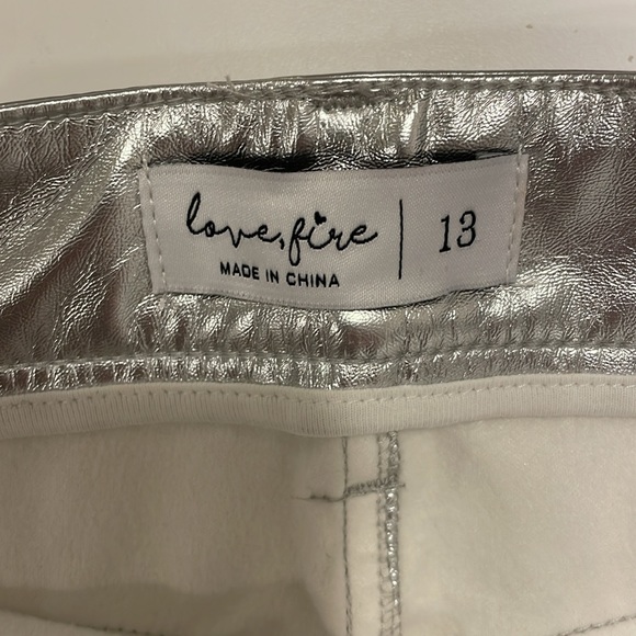 love, Fire | Pants & Jumpsuits | Nwt Love Fire Silver Metallic Zipper ...
